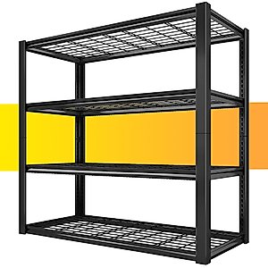 REIBII 40" W Garage Shelving Load 2200LBS Wide Storage Shelves Heavy Duty 4-tire Garage Storage Shelving Adjustable Metal Shelving Industrial Shelving Unit Utility Shelf Commercial Rack Basement