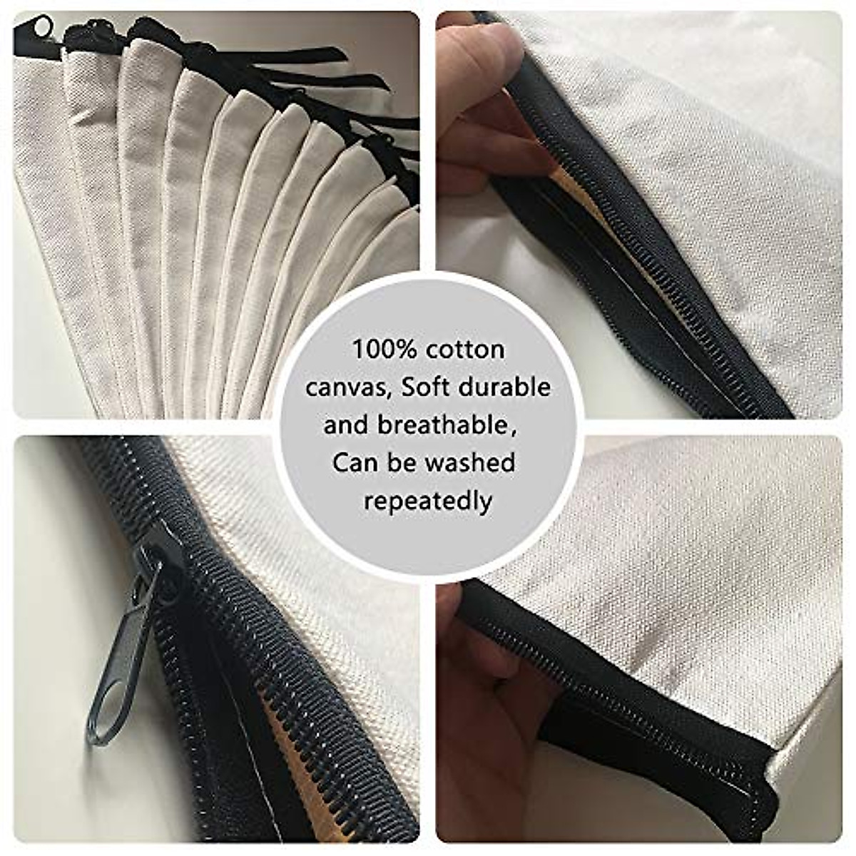 BYETIVE 9.5"×6.5" Canvas Zipper Bag Reusable Cotton Canvas Zipper Pouch Blank DIY Craft Canvas Bag Bulk for Painting Cosmetic Bag Makeup Toiletry Bag Pencil Case Pouches 10 pack