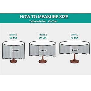 Surmente Tablecloth 120 Inch Round Polyester Table Cloth for Weddings, Banquets, or Restaurants (White) …