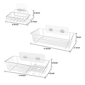 Liangding Shower Caddy 3-Pack Shower Shelf Organizer Stainless Steel Adhesive Kitchen Storage Shelves Rack with Soap Dish Razor Wall Mounted Bathroom Shower Storage Shelves for Inside Shower