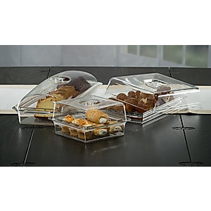 Clear Premium Acrylic Square Serving Tray with Lid (7.5" x 7.5" x 3.88", Pack of 6) - Perfect for Parties, Events, & Dining