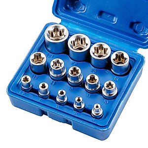 Female E Torx Socket Set 3/8 1/2 1/4 Drive E4 - E24 External Torque Star Socket Kit 14pcs