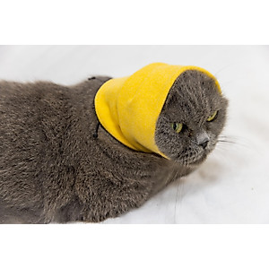 DDFS Cat Hematoma Ear Wrap,Cat No Flap Ear Wrap Anxiety & Stress Relief - No Flap Ear Wrap for Cats Yellow S