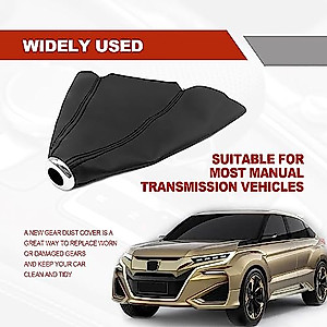Vrasly Universal Car Shift Knob dust Cover Black, Shift Knob dust Cover Black PU Leather Manual/Auto Shifter Shift Boots Cover, Compatible with Most Car Truck,SUV
