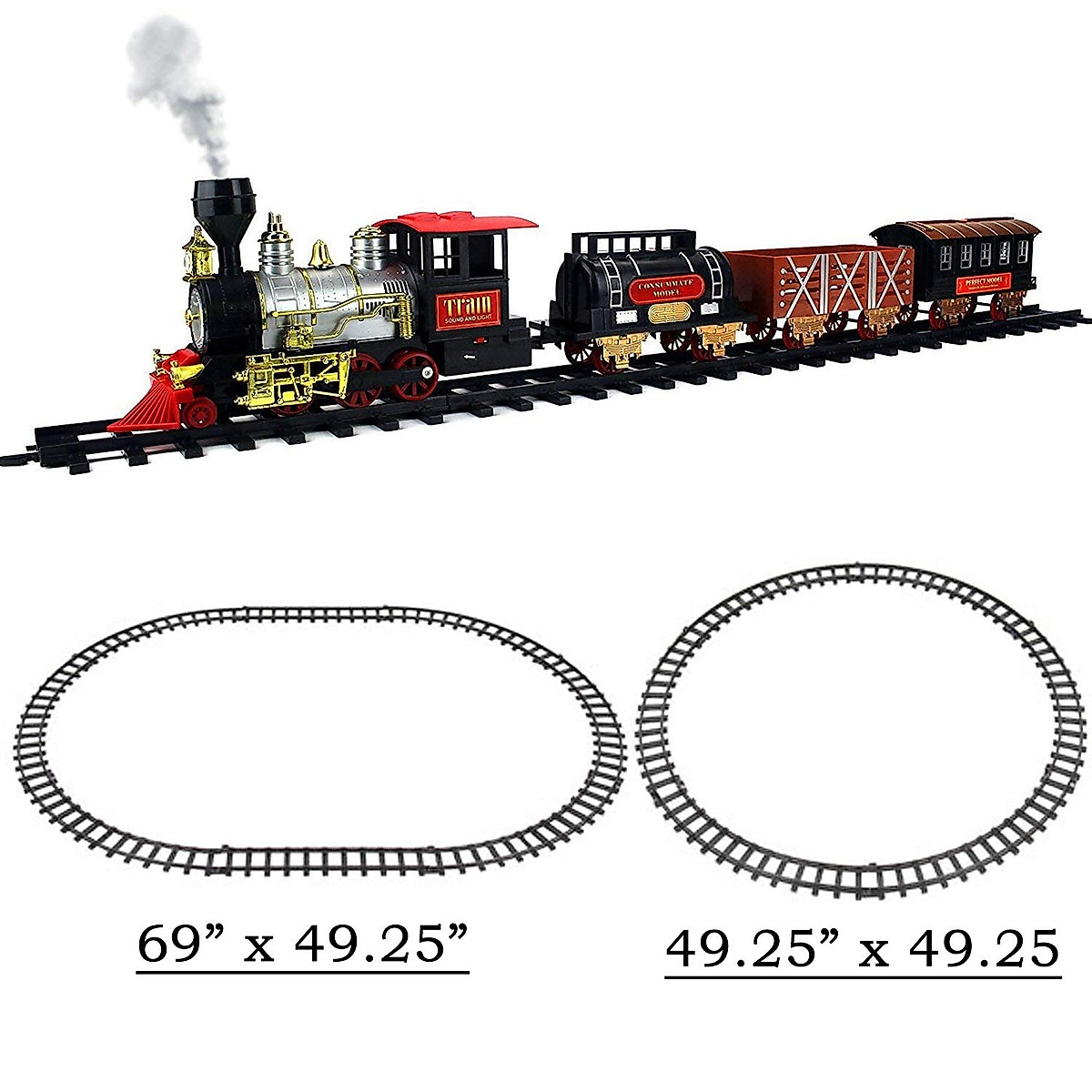 Large Classic Holiday Christmas Tree Train Set with Sounds Lights Smoke for Around Under The Christmas Tree