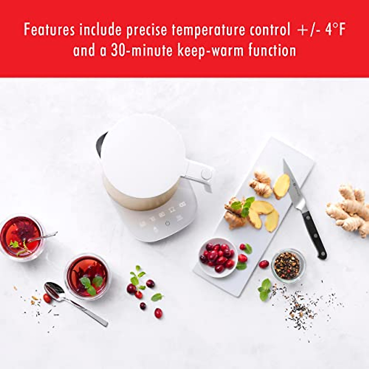 ZWILLING Enfinigy 1.56-qt Cool Touch Electric Kettle Pro, Cordless Tea Kettle, Gold