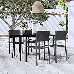 VRAXO 5 Piece Patio Dining Set Black,Outdoor Furniture Sets-113.81lbs
