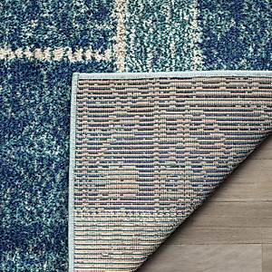 SAFAVIEH Monaco Collection Accent Rug - 3' x 5', Blue & Multi, Modern Patchwork Distressed Design, Non-Shedding & Easy Care, Ideal for High Traffic Areas in Entryway, Living Room, Bedroom (MNC216J)