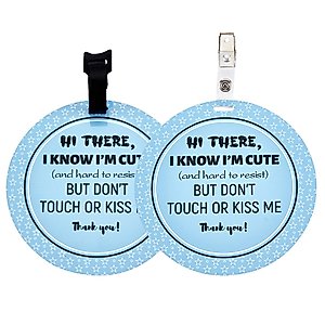 PLIGREAT 2 Pack Please Don't Touch or Kiss Baby Sign Baby Shower Gifts Stop Touching Baby Sign Hang Tags for Newborn Baby Girls Boys Preemies Stroller Baby Carrier Car Seat No Touching Baby Signage