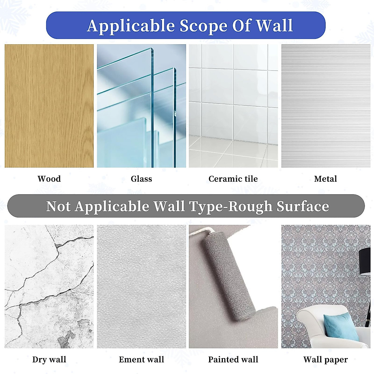 6 Pcs Shower Caddy Adhesive Replacement Shower Adhesive Hooks Waterproof Strong Adhesive Wall Hooks No Drilling Organizer for Bathroom Storage Shelves and Kitchen Racks