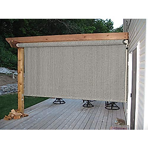 Cross Land Cordless Crank Operated Child Safe Roller Outdoor/Exterior Solar Sun Shade/Patio Blinds for Patio Lawn Pergola Garden Porch,Cabana,Gazebo,Dock Home,72" Wx72 L,Green/Beige