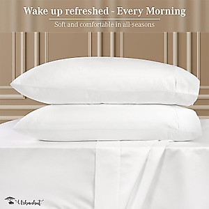 URBANHUT 800 Thread Count Egyptian Cotton Sheets King Size, Long Staple Bed Sheets, 4 Pc Bed Sheet Sets for King Size Bedding, Sateen Weave Luxury Hotel Bed Sheets Fits 16" Deep Pocket - White