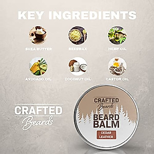 Crafted Beards - Beard Balm - Beard Wax - Mustache Wax - Light Hold - For a Softer, Smoother, Moisturized Beard - Made with All-Natural and Organic Ingredients - Leave in Conditioner (Cedar Leather)