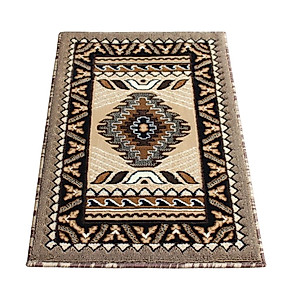 YHSF South West Native American Area Rug D143 - Easy Clean, Thick, Soft, Durable Tribal Indian Inspired Kingdom Design Runner Rug for Bedroom/Living Room and More - Berber, 2 Feet x 3 Feet 4 in