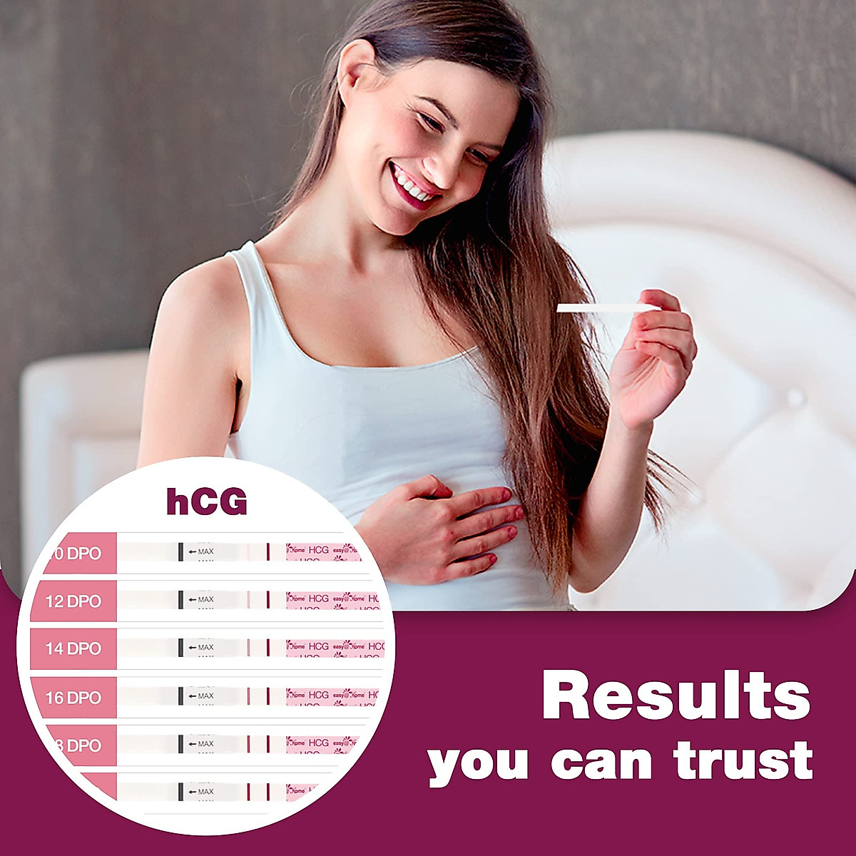 Easy@Home Pregnancy Test Strips Kit: 10 Pack HCG Test Strips - Early Detection Home Pregnancy Test