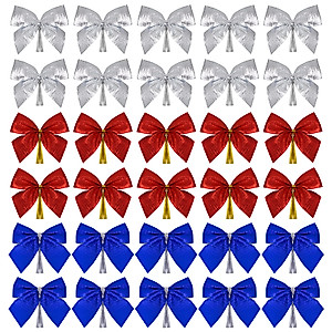 90 Pcs Christmas Ribbon Bows, Fengek 2.36 Inch Mini Ribbon Bows Ornaments for Christmas Decoration Gift Wrap Supplies, Multicolor B