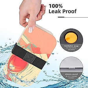 Retro Abstract Shades Adult Lunch Box, Bento Box, With Cutlery Set Of 3, 2 Compartments, Rectangular, Lunch Box For Adults