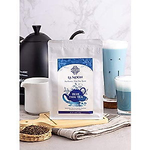 LA MOON TEA Blue Thai Tea Mix - Traditional Loose Leaf from Butterfly Pea Flower and Assam Black for Home-made Iced Tea, Boba & Latte No Food Dye, 7.05 Oz.