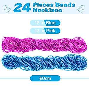 48 Gender Reveal Bracelets and Bead Necklaces Set Includes 24 Pieces Team Boy Team Girl Bracelet and 24 Pieces Bead Necklaces for Gender Reveal Party Supplies, Baby Shower, Pink and Blue