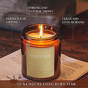 Blessed Is She - Sandalwood & Vanilla Scented Glass Candle Jar with Lid - 7.2 Oz | 100% Natural  Soy Wax with Wood Wick Candles | 70-84 Hours Long Burning Candles for Home Scented