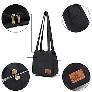 Small Mini Shoulder Bag Hippie Top Zip Cotton Sling Bag Jacquard cloth Handmade Bags… (Black)