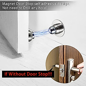 Sumnacon Set of 2 Adhesive Mounted Door Holder Mini Magnetic Door Stoppersa No Need Drill Stainless Steel Door Stop, Sliver