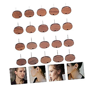SEWACC 40 Pcs Accessories with Drop Earrings Blank Base Wooden Base Setting Jewlery Tray Earrings Post Jewelry Making Accessories Flat Round Trinket Tray Rectangle Stainless Steel Alloy