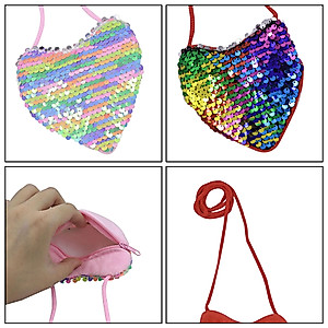 ZGMYC (Pack of 2, Little Girls Glitter Reversible Sequins Crossbody Purse Mini Shoulder Bag Satchel