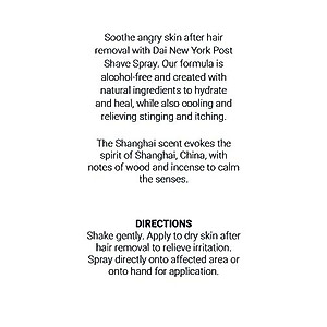Dai New York Post Shave Spray, Natural Formula Alcohol-free After Shave Solution for Women and Men, 5 oz (Woody Incense Sent)