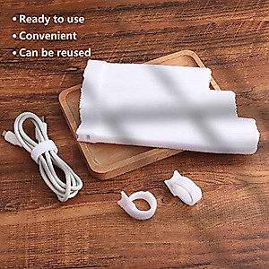 PASOW 60pcs Fastening Microfiber Cloth Cable Ties Wire Management (6/7/8 Inch, White)