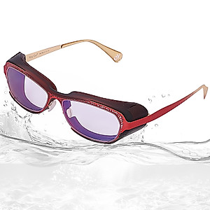 Yourga Moisture Chamber Glasses for Dry Eyes, Blue Light Blocking, Moisture Chamber Goggles with Stainless Steel Frame, Anti-Pollen, Aviod Allergens, Indoor or Outdoor for Men/Women(Red)