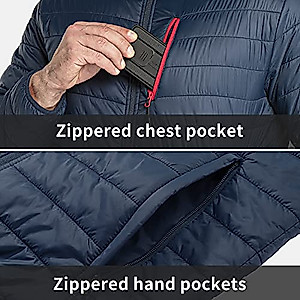 33,000ft Men's Lightweight Packable Insulated Puffer Winter Jacket, Water-Resistant Warm Quilted Down Alternative Puffy Coat