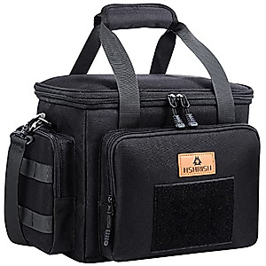 HSHRISH Tactical Large Lunch Box, Insulated Lunch Bags for Men, Heavy Leakproof Soft Cooler Bag with Shoulder Strap Lunch Pail for Work Beach Daytrips,Black,12L