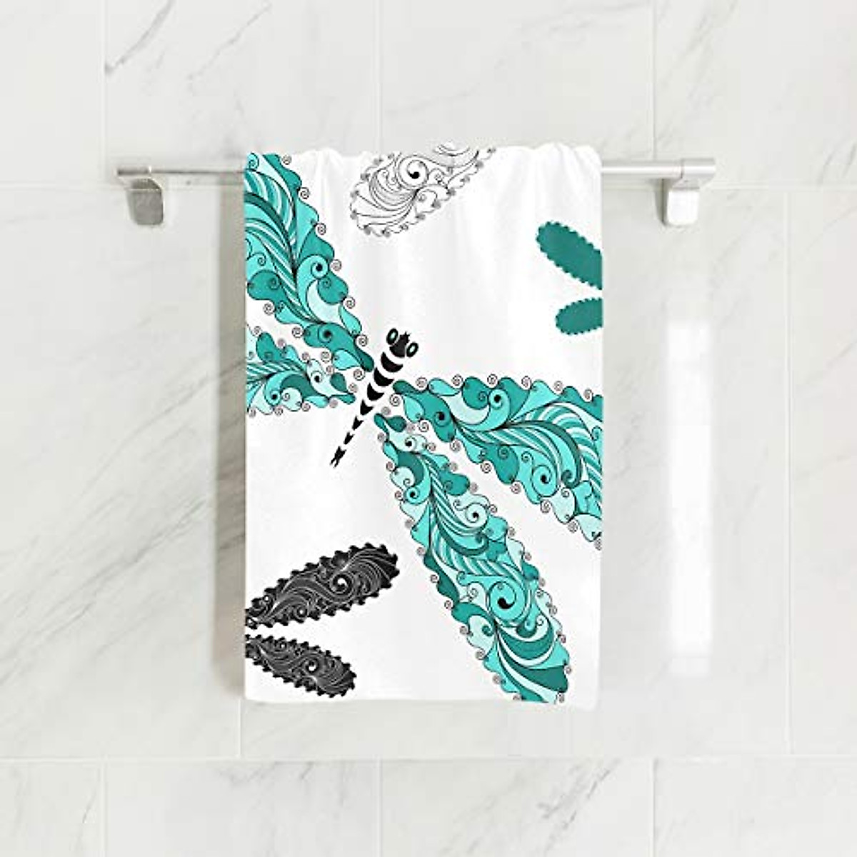 SUABO Dragonflies Hand Towels, Set Lace Vintage Hand Towel Bath Decor Face Towel for Bathroom 30"x15"