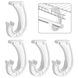moonoom 4Pcs Hanging Closet Rod Support,3/4 Closet Shelf Rod Holder,Sturdy J-Shaped Closet Brackets for Hanging Clothes,Cabinets Storage and Curtain