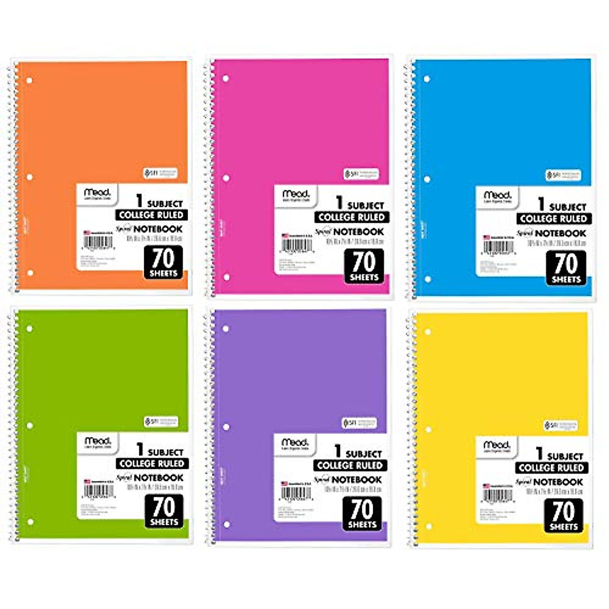 Mead Spiral Notebook, Pack of 18, 1 Subject College Ruled Spiral Bound, Pastel Color School Notebooks Included, 70 Pages…