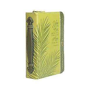 Put My Hope Palm Frond Green and Gold Tone Large Faux Leather Bible Cover