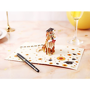 Liif 2024 Graduation Dog 3D Pop Up Graduation Card, Class of 2024, for College, High School, Son, Daughter, PHD, Master