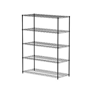 RenwDong 5-Tier Metal Wire Shelving Unit with Wheels, 60" L×24" W×72" H Heavy-duty Adjustable Shelving and Storage racks, for Commercial, School, Home, Garage, Warehouse, Industrial(black)