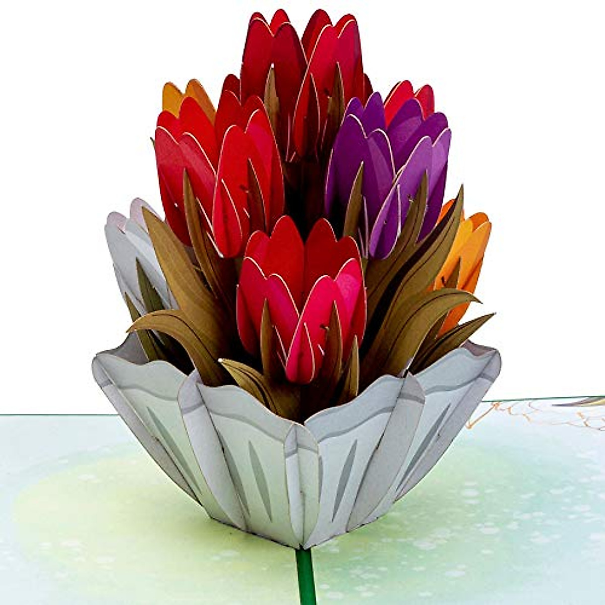 Paper Love 3D Pop Up Card, Tulips, Handmade 3D Popup Greeting Cards, For Thinking of You, Thank You, Sympathy, Wedding, Anniversary, Get Well, Just Because, Mother's Day, Valentine's Day, All Occasion, 5" x 7"