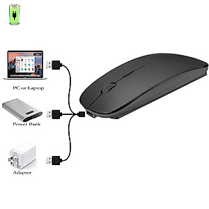 KLO 4 Modes Rechargeable Bluetooth Mouse/Bluetooth 3.0/5.2+USB-2.4G/Type-C,Bluetooth Mouse for MacBook pro/MacBook air/Laptop/iMac/ipad/Notebook/pc（BT/USB-C Black）