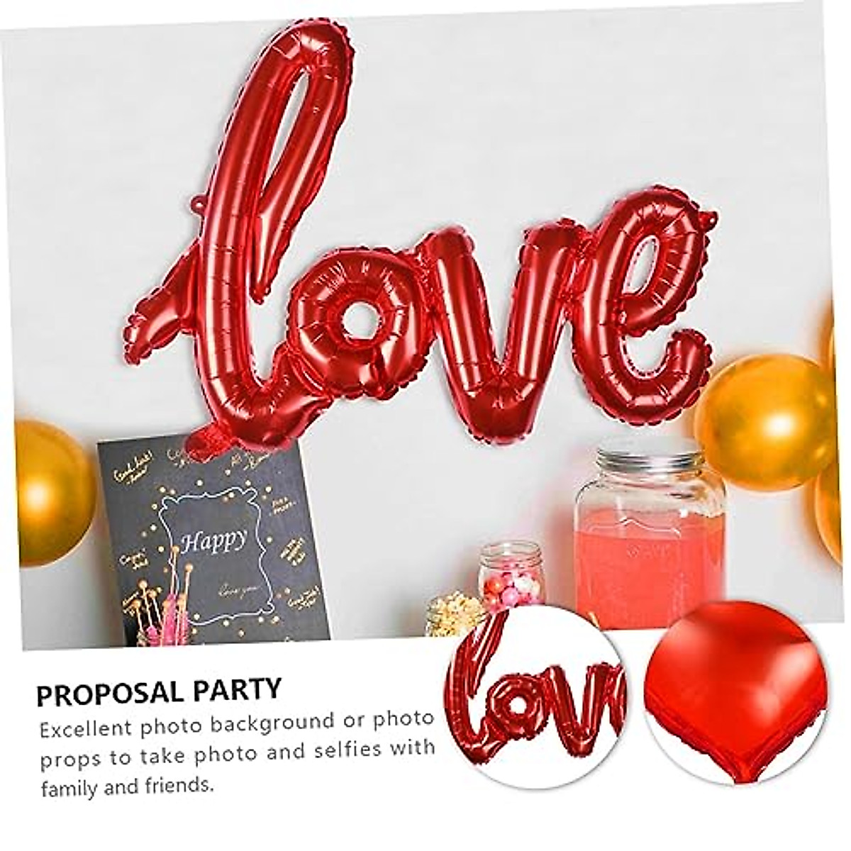 Abaodam 2 Sets valentine's day decoration garland decor foil balloons heart decor Proposal Rose Petals propose balloons romantic ballon emulsion balloon party decoration balloons wedding