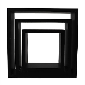 Home Basics Durable 3-Piece MDF Floating Wall Cubes (1, Black) | Shadow Box Frames are Perfect for Any Room | Frame Your Favorite Items on Display