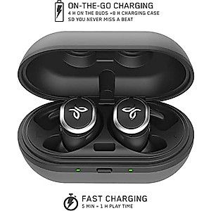 Jaybird RUN True Wireless Headphones for Running, Secure Fit, Sweat-Proof and Water Resistant, Custom Sound, 12 Hours In Your Pocket, Music + Calls (Jet) (Renewed)