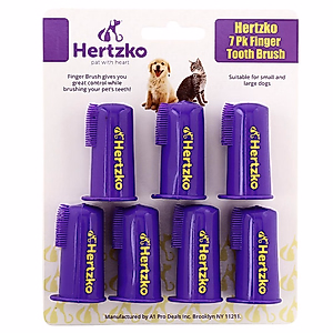 Hertzko Dog and Cat Finger Toothbrush 7-Pack for Small & Large Breeds - Advanced Oral Care, Easy Control - Dog Finger Toothbrush Small Breed Pink, Cat Toothbrush, Cat Finger Brush for Cats Teeth