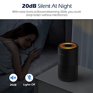 Air Purifiers for Bedroom Home, H13 True HEPA Air Filter, 20db Quiet Air Purifier for Dust Smoke Pollen Dander Pet Odor, Small Air Cleaner for Office Living Room, Ozone Free, 215 ft² Coverage