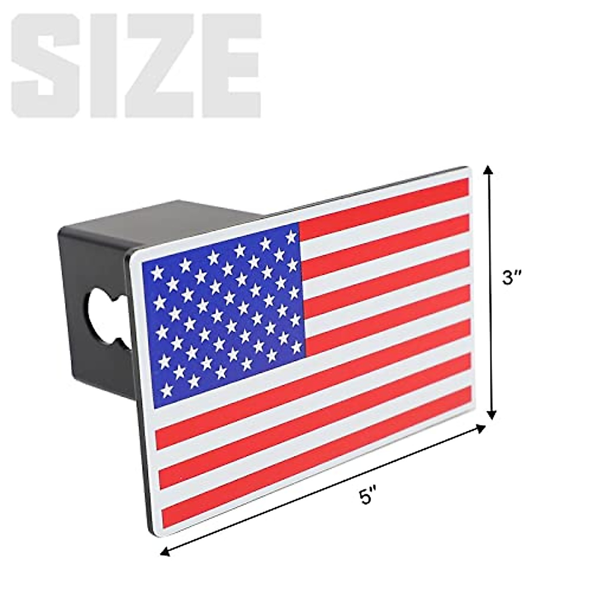 Winunite Trailer Hitch Cover for 2" Inch Towing Rear Receiver Plug Cover with Classic USA American Flag Blue and Red Metal Guard for Cars SUV Pickup Trucks