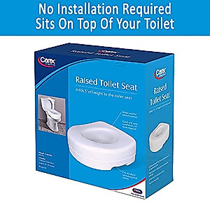 Carex Toilet Seat Riser - Adds 5 Inch of Height to Toilet - Raised Toilet Seat With 300 Pound Weight Capacity - Slip-Resistant (White)