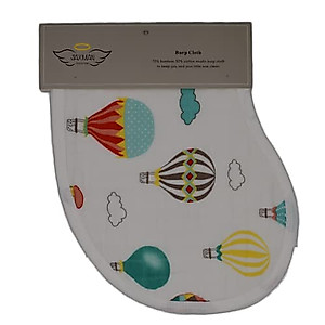 JAXMAN COLLECTION Muslin Burp Cloth for Boys & Girls, 70% Bamboo / 30% Cotton Washcloth, Face Towel, Burp Cloth, Unisex (Hot Air Balloon/Stars)