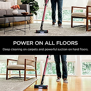 Shark IZ362H Anti-Allergen Cordless Lightweight Stick Vacuum with Self-Cleaning Brushroll, PowerFins, Removable Handheld, Crevice, Upholstery, Anti-Allergen, Pet Multi-Tool, Flex, 40 min runtime, Red
